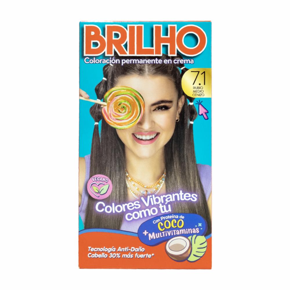 Tinte De Cabello Rubio Medio Cenizo Tono 7.1 BRILHO 50 G - AKI