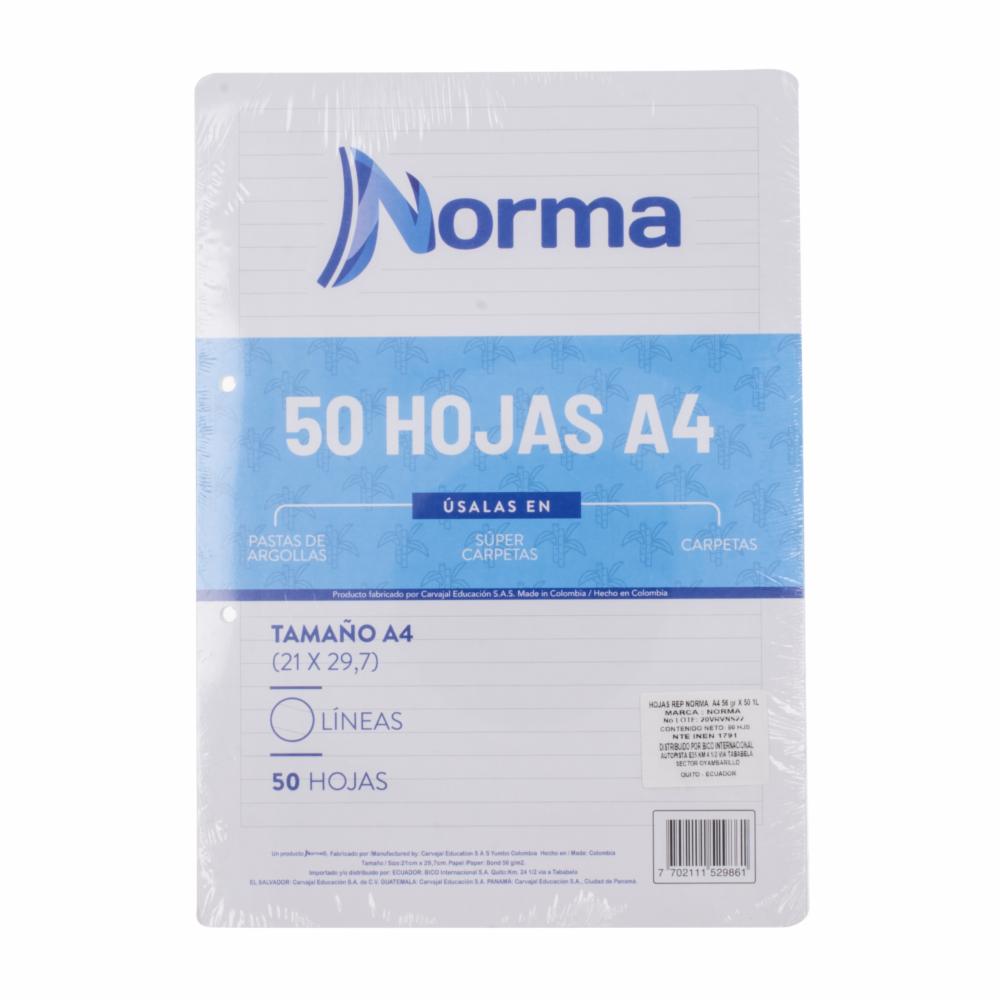Hojas A4 1 Línea NORMA X 50 Uds - AKI