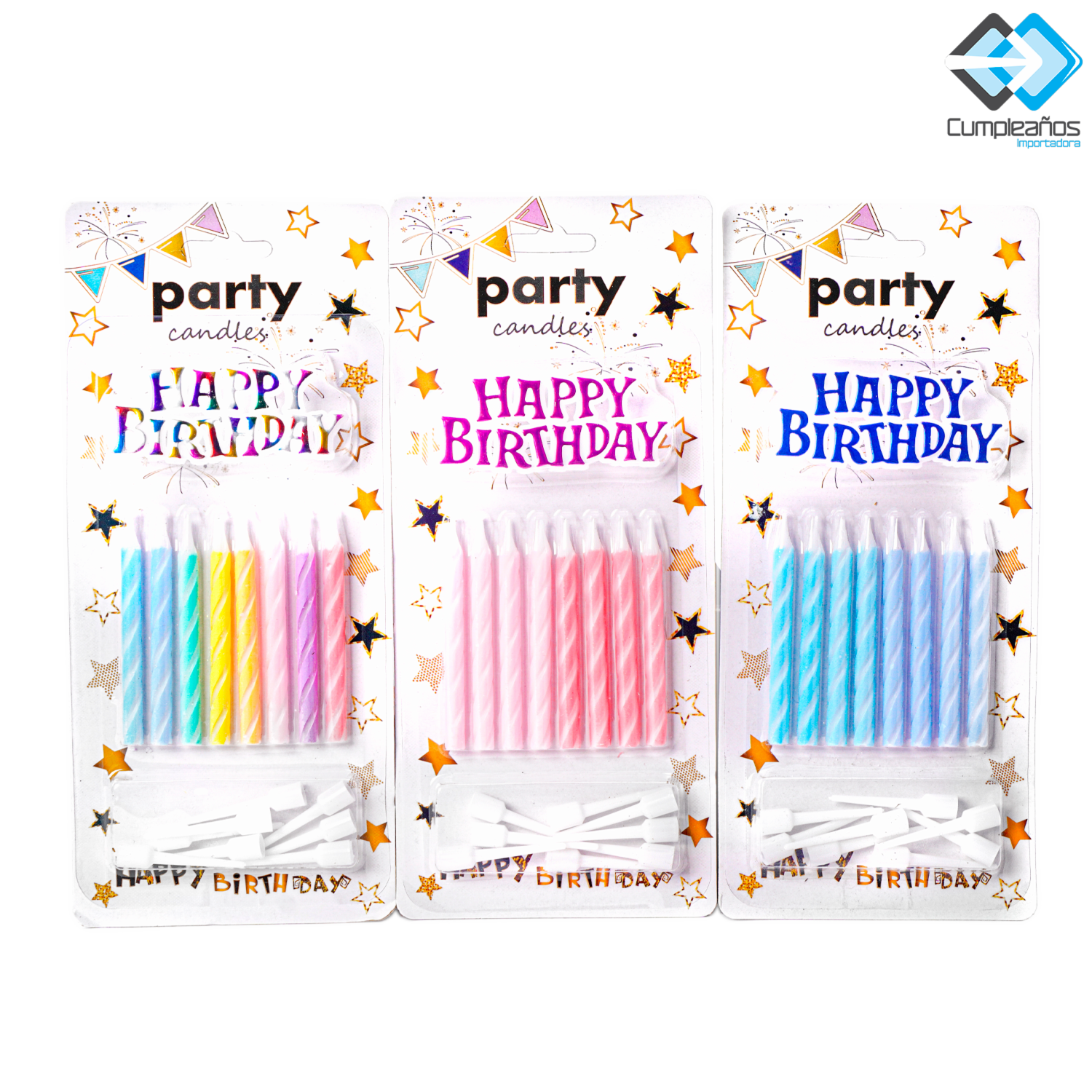 Vela De Cumpleaños Con Posavela Diseño Letras Happy Birthday ...